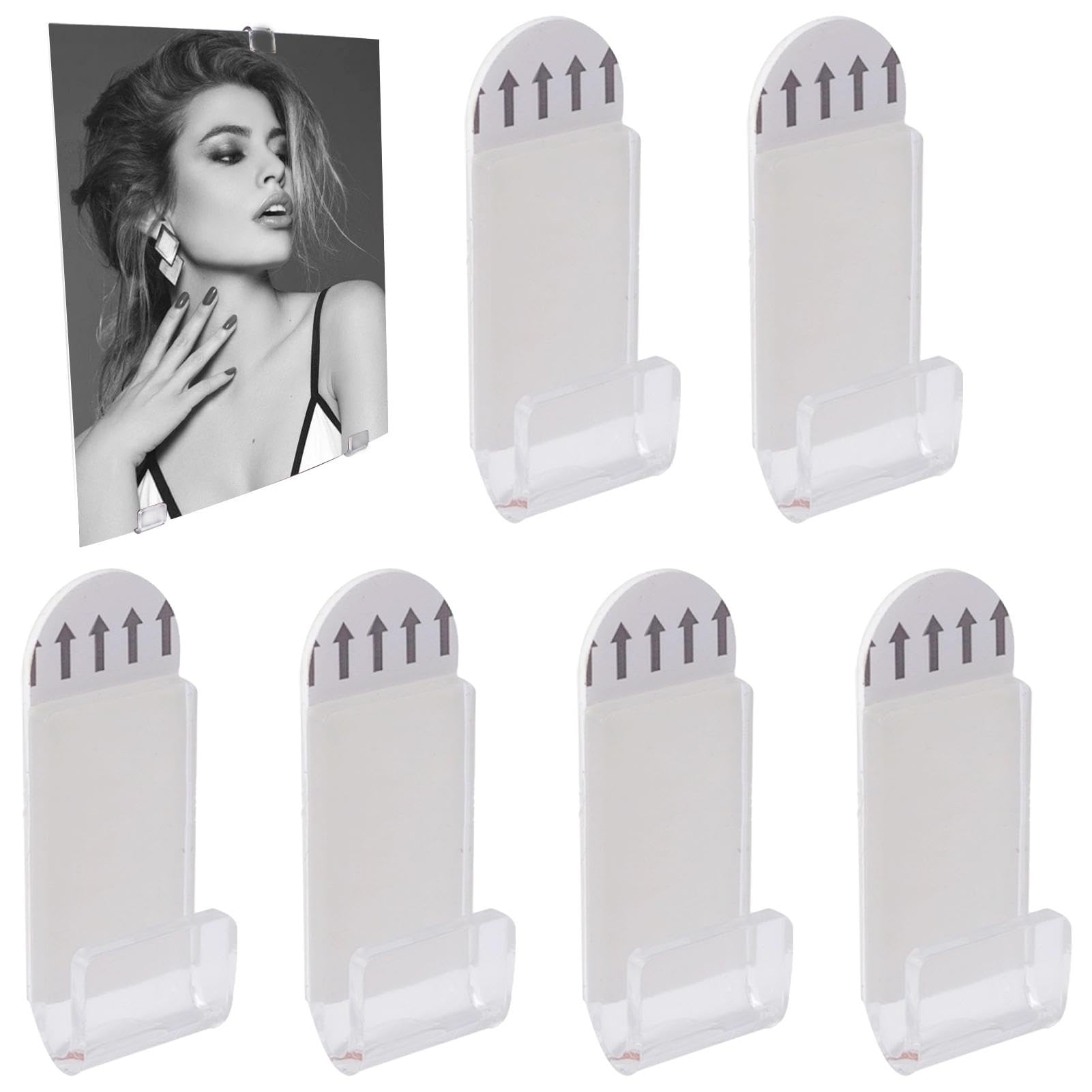 Trasylph Vinyl Record Display Shelf 6pcs Wall Mount Display Holder No Screws, Self Adhesive Clear Acrylic Vinyl Record Hangers Shelf for Album Covers Display and Home Wall Decoration