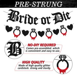 Halloween Bachelorette Party Decoration Bride or Die Banner Hallow Single Life Backdrop Halloween Gothic Death Bride to be Bridal Shower Engagement Wedding Party Decor