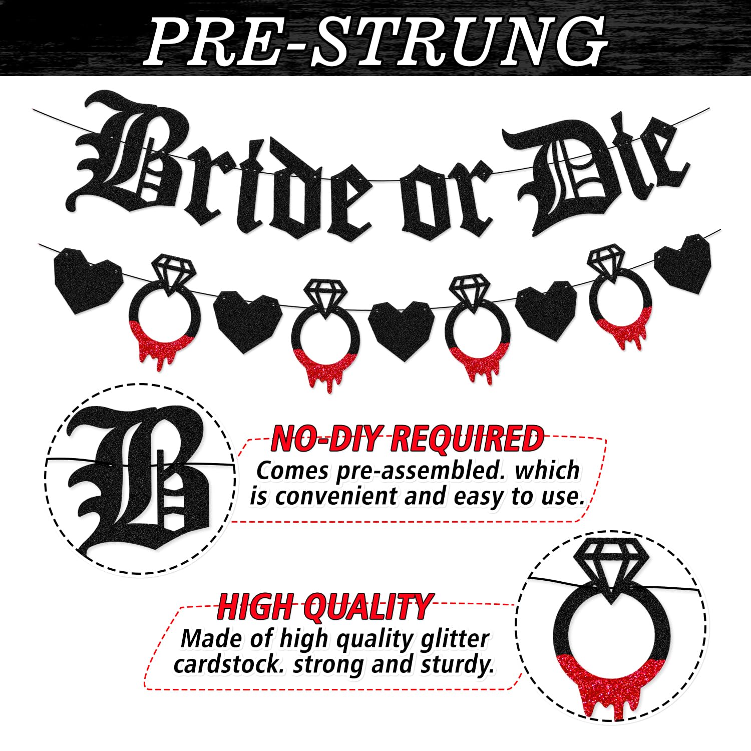 Halloween Bachelorette Party Decoration Bride or Die Banner Hallow Single Life Backdrop Halloween Gothic Death Bride to be Bridal Shower Engagement Wedding Party Decor