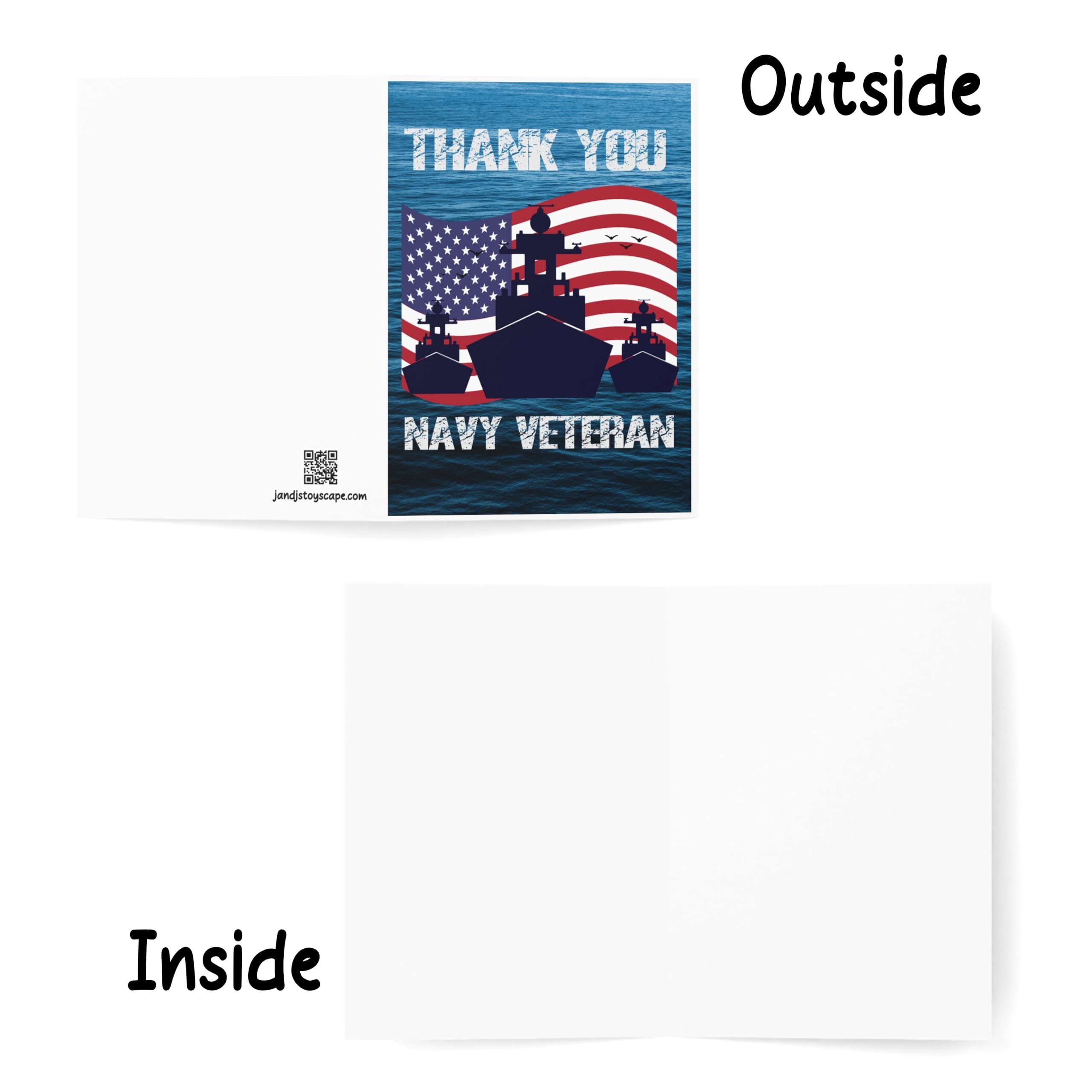 J&J'S TOYSCAPE US Navy Thank Cards, Veteran Appreciation Card for Navy Captain, Navy Service, Patriotic Thank You Card, 5x7 Card with Envelope, Blank Inside (Ocean Fleet)