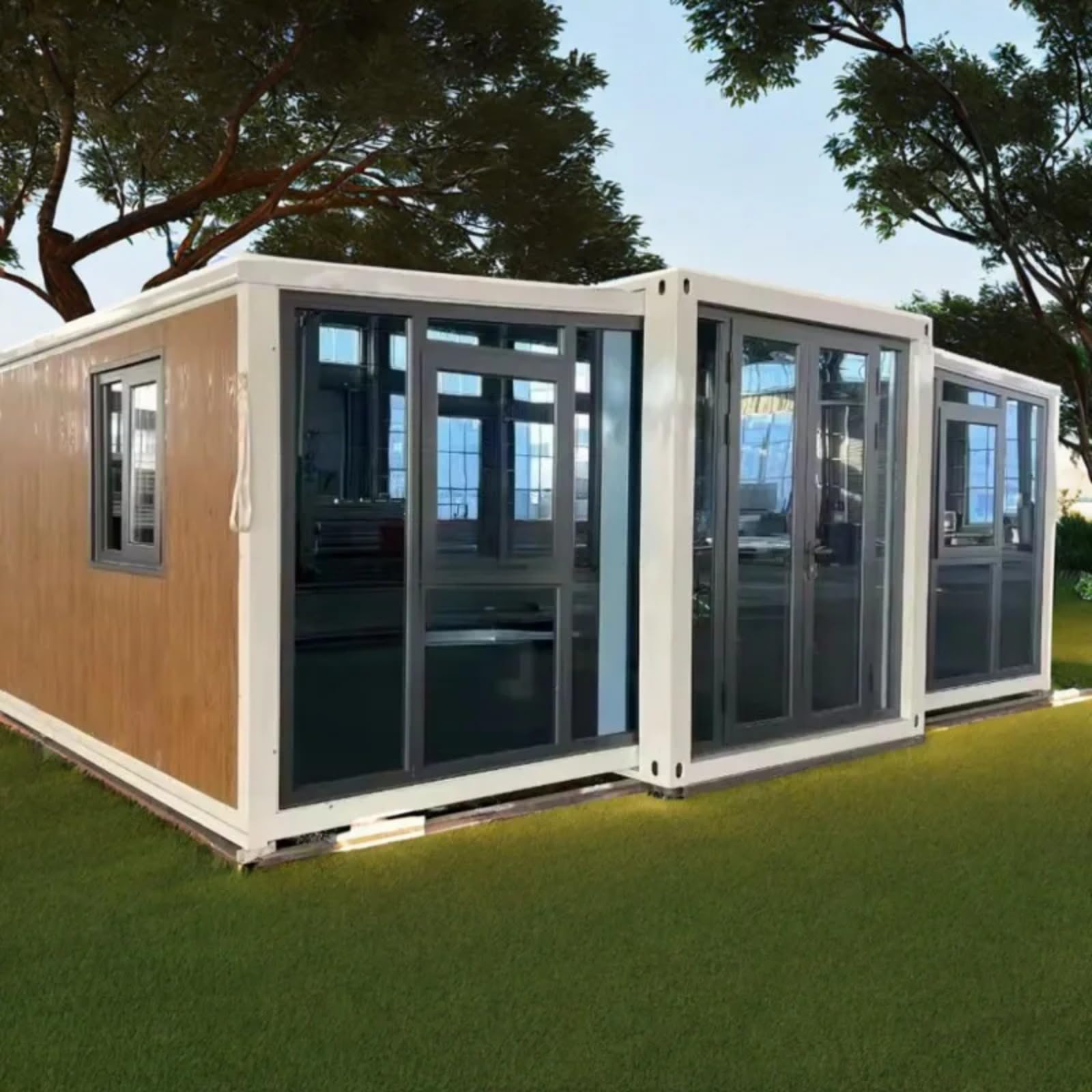 Double Wings Folding Container House with Kitchen and Bath for Office Building