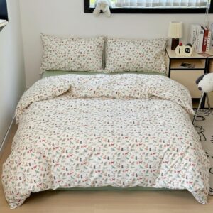 LIWHENHAO Dog Duvet Cover Set Twin 100% Cotton Bedding Cartoon Puppy Pet Pup on White 1 Kawaii Cute Animal Comforter Cover 2 Pillowcases for Kids Girls Boys