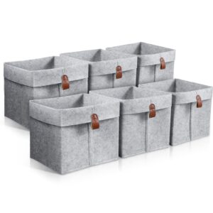 nemtmcua 6pcs storage cubes, 9x9x10inch felt storage cubes,felt fabric cube storage bins,cloth cube storage bins,12l foldable fabric storage baskets cubby for organizing clothes toys (light grey)