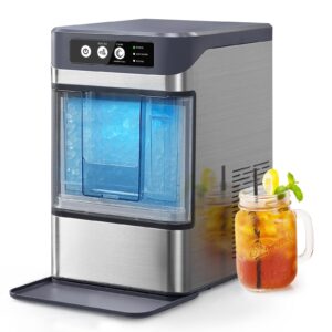 nugget ice maker coutertop,chewable soft ice maker machine,ready in 6 mins,41lbs per day,table top ice cube maker for home, self-cleaning，stainless steel,ideal for parties, kitchens, bars, offices