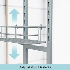 Nieifi Over the Door Shower Caddy,Adjustable 3 Tier Hanging Shower Organizer with Shower Shelf Basket Storage Rack,Soap Holder Bathroom Shelves with Hooks,Silver