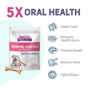 Health Extension Probiotic Dental Bones for Dogs, 14 Small Bones – Supports Dental Health, Promotes Digestive Health, Ideal for Puppy Training (Pack of 2)