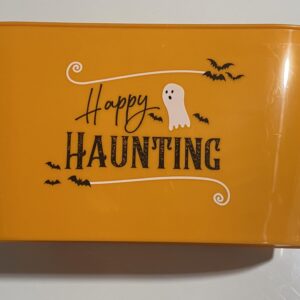 Happy Hunting Orange Oval Bucket with Handle Sentiment Plastic Buckets Handles Gifts Gift Baskets Storage Organizer Containers Party Favor Halloween Holiday Themed Plastic Buckets Decorations