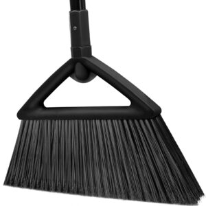 szjyhqy heavy duty broom, brooms for sweeeping indoor, angle broom with long pole, outdoor broom for courtyard garages slidewalk, indoor broom for kitchen lobby canteen black