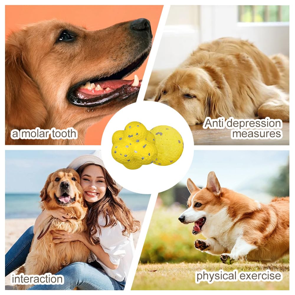 Calming Balls for Dogs, 2024 New Mellow Dog Calming Ball, Durable Chew Toys Tennis Ball Interactive Chewing Toys Calming Ball for Large Dog Medium Dog and Puppies (Round+Irregular)