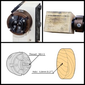 SIIIXS 4 Inch Wood Lathe Chuck Set 1" x 8TPI Thread & 3/4"x16TPI Adapter, Self-Centering 4 Jaw Wood Turning Chuck