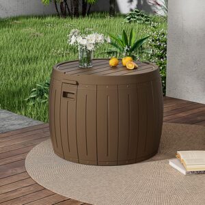 ZZM Round Deck Box Resin Storage Bucket Patio Garden Furniture For Side Table, Picnic Bucket,Beach Towels Box