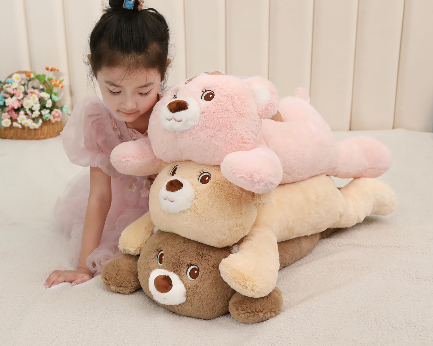 XMV 26 inch 5 lbs Bear Weighted Stuffed Animals, Large Weighted Plush Animal, Cute Plush Toy Pillow, Soft Bear Plushie Gifts for Adults, Kids, Boys and Girls(Brown)