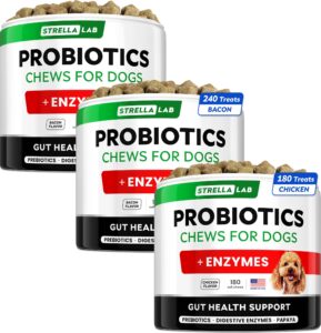 probiotics treats for dog bundle - digestive enzymes + prebiotics - chewable fiber supplement - allergy, diarrhea, gas, constipation, upset stomach relief - improve digestion & immunity - 420 chews