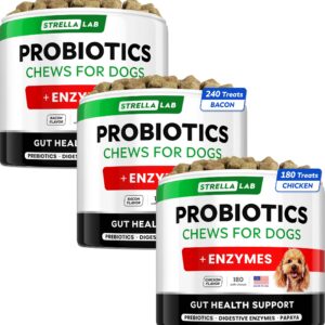 Probiotics Treats for Dog Bundle - Digestive Enzymes + Prebiotics - Chewable Fiber Supplement - Allergy, Diarrhea, Gas, Constipation, Upset Stomach Relief - Improve Digestion & Immunity - 420 Chews