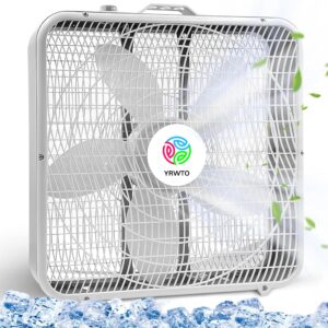 yrwto 20 inch box fan, three speeds window table cooling fan, strong wind, quiet operation work fan for home, bedroom, office, and outdoor travel box fan for full-force air circulation