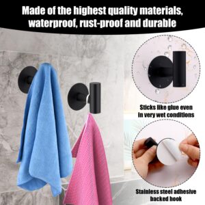 NQEUEPN 2pcs Shower Hooks, Stainless Steel Adhesive Towel Hooks Punch-Free Adhesive Hook Heavy Duty Waterproof Towel Holder Hooks for Shower Bathroom Kitchen Tiles Glass Door (Black)