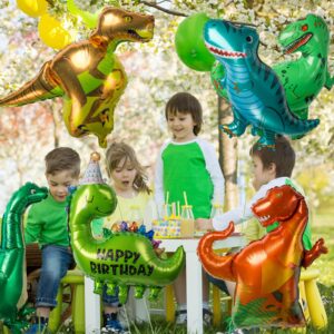 6 Pieces Dinosaur Foil Balloon Set (28-50 in) Giant 3D Dinosaur Balloon for Birthday Party Decorations Jungle Dino Theme Baby Shower Decor Supplies Tyrannosaurus Rex Velociraptor