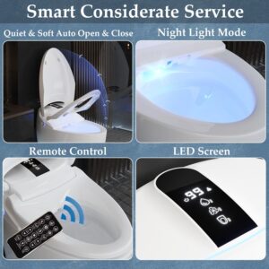 Lovinouse Smart Toilets Bidet, Modern Toilet and Bidets, Auto Power Flush Self Cleaning Tankless Toilet with Bidet,Auto Open & Close,Heated Seat,Warm Water Sprayer & Dry,Foot Sensor Operation,White