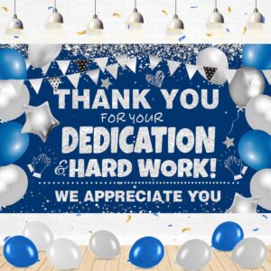 we appreciate you banner decorations blue silver thank you banner thank you for all you do backdrop for teacher employee staff doctors nurse poaster volunteer appreciation week party decor