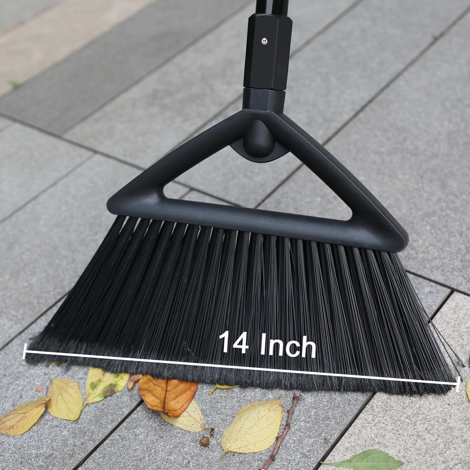 Szjyhqy Heavy Duty Broom, Brooms for Sweeeping Indoor, Angle Broom with Long Pole, Outdoor Broom for Courtyard Garages Slidewalk, Indoor Broom for Kitchen Lobby Canteen Black