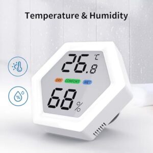 Digital Hygrometer Thermometer, Indoor Hygrometer Thermometer Comfort Indicator Clear Display Versatile Room Humidity Gauge Thermometer for Living Room Kitchen Office