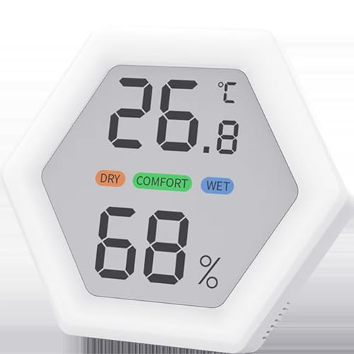 Digital Hygrometer Thermometer, Indoor Hygrometer Thermometer Comfort Indicator Clear Display Versatile Room Humidity Gauge Thermometer for Living Room Kitchen Office