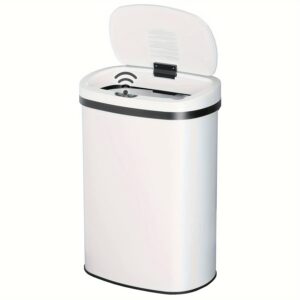 13 gallon kitchen trash can automatic garbage can with lid, 50 liter trash bin touch free garbage bin high-capacity brushed stainless steel waste bin for bathroom bedroom home office, white