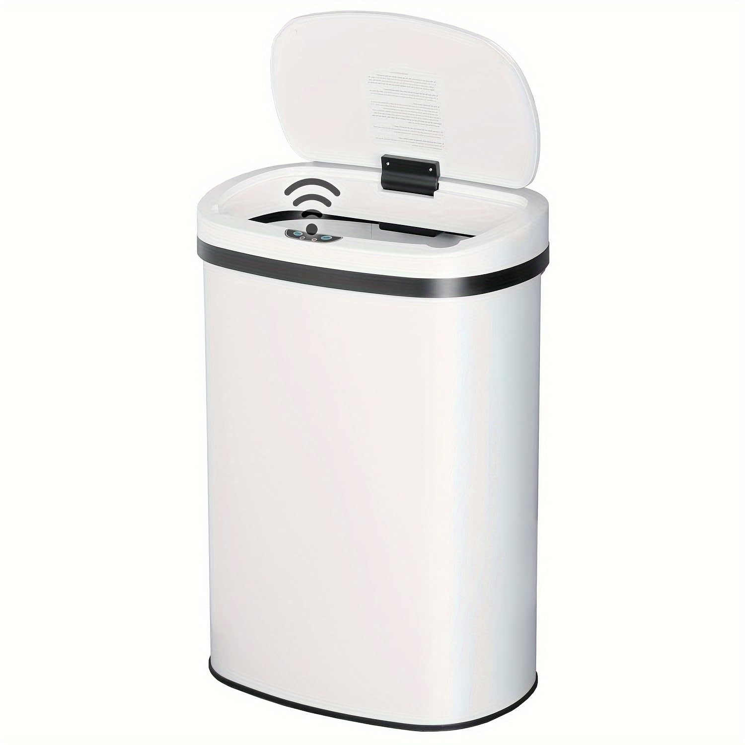 13 Gallon Kitchen Trash Can Automatic Garbage Can with Lid, 50 Liter Trash Bin Touch Free Garbage Bin High-Capacity Brushed Stainless Steel Waste Bin for Bathroom Bedroom Home Office, White