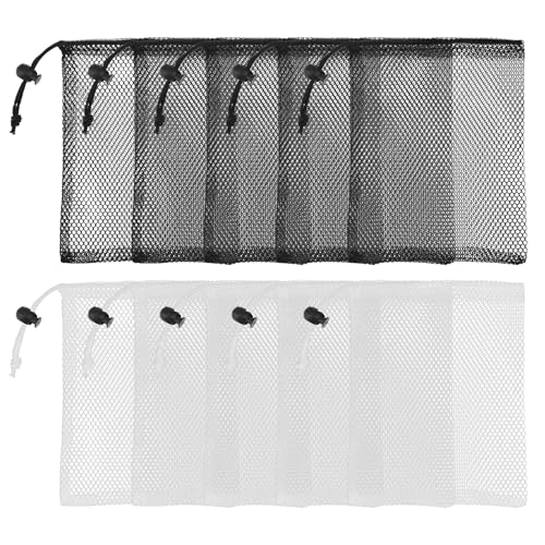 10pcs Small Mesh Drawstring Bags with Cord Lock,7.5 x 6 In Small Mesh Bags for Travel and Organizing Mesh Storage Bag for Laundry Travel Beach Toys Seashell Collecting