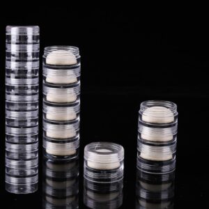 BAOFALI 50 PCS Stackable Plastic Containers, Clear Storage Box Round Organizer Jars for Beads, Buttons, DIY Art CraftJewelry Nail Accessory (919x3.5cm/ 7.5X.5inch)