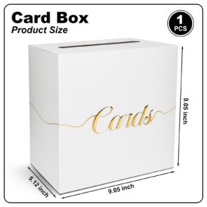 Cayioa Card Box for Party in Gold Foil Embossed Design White Card Box Gift Cards Receiving Box for Birthday Wedding Graduation Card Box