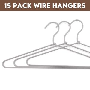 GlikCeil 15 Pack Fabric Wrapped Metal Hangers Non Slip Hanger Metal Coat Hangers for Clothes Closet Clothing Suit Shirt Pant (Gray)