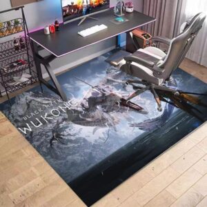 im home wukong gaming area rug 71 x 47 inches, cartoon printed video game computer carpet mats chair mat for gaming room home bedroom decor, wukong c