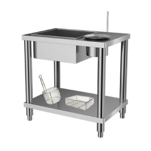 stainless steel breading table, fried food prep breader station with baskets, breading table fried chicken fishfood prep station, for chicken fish vegetable fry