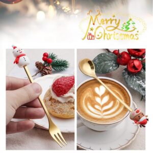 Christmas Cutlery Set, Stainless Steel Christmas Tree Tea Spoon for Home, Creative Christmas Coffee Spoons Forks Set, Christmas Dessert Spoon Ideal Gift for Kid Friend