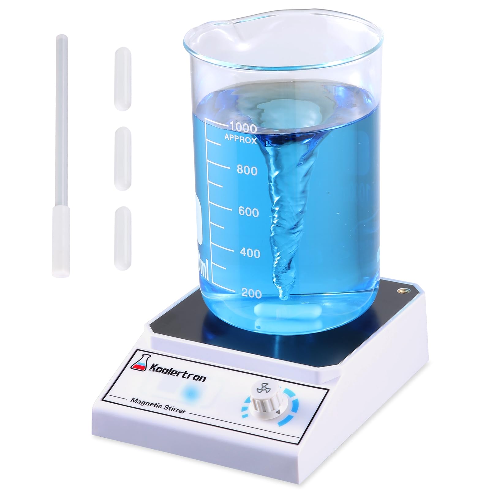 Koolertron 3000 RPM Magnetic Stirrer with 3 PCS Stir Bar and Stir Bar Retriever,Magnetic Stir Plate with Brushless DC Motor,Max Capacity 3000ml(No Heating)