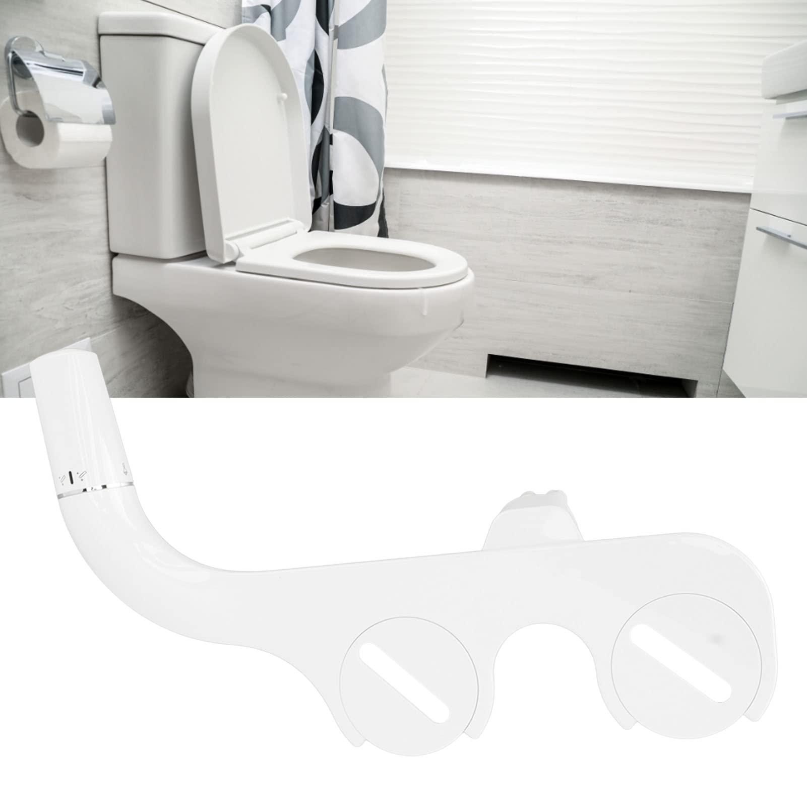 Ultra Slim Bidet Attachment for Toilet, Non Electric Bidet Toilet Seat Attachment with Self Cleaning Dual Nozzles for Feminine Wash, Hygienic Bidets for Existing Toilets (White)