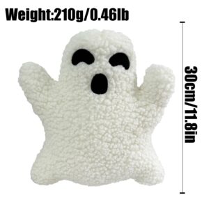 YUNRANZI Ghost Pillow Plush, 12 inch Cute Ghost Halloween Christmas Party Throw Pillows, Stuffed Ghost Shaped Decorative Spooky Pillows Outdoor Home Cushion Decorations (Ghost)