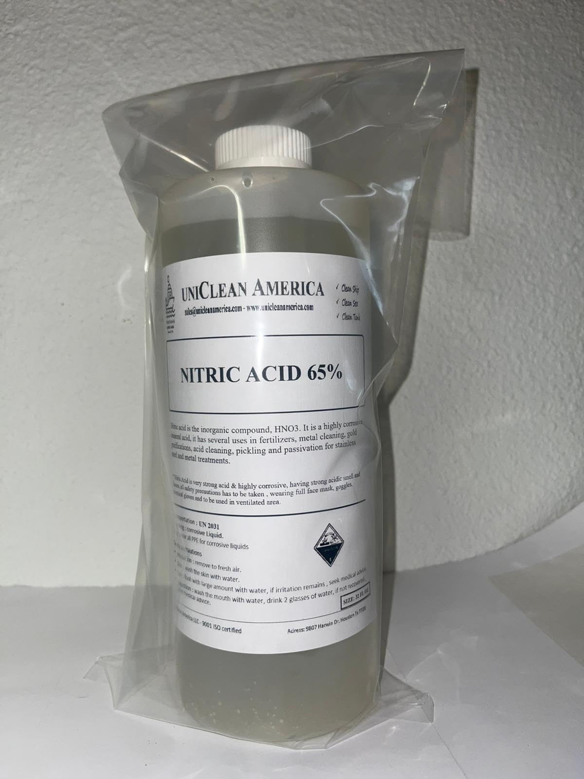 Nitric Acid 65% I HNO3 65% Solution I for Acid treamtment of Stainless Steel Pickling & passivation I Metal treamtent for Rust Remover & Scale Remover of SS I Made in USA - Size: 128 (4x32) fl lz