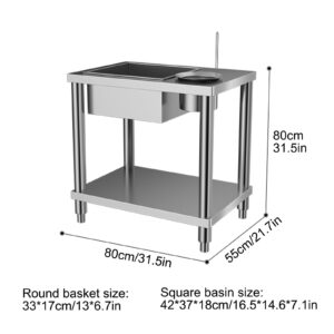 Stainless Steel Breading Table, Fried Food Prep Breader Station with Baskets, Breading Table Fried chicken FishFood Prep Station, for Chicken Fish Vegetable Fry