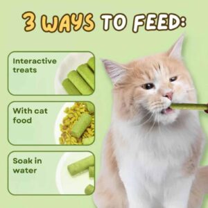 Berdexa Cat Grass Teething Stick, Cuddles Meow Cat Grass Sticks for Indoor Cats, Cat Grass Chew Sticks, Cat Teeth Cleaning Cat Grass Stick, Cat Chew Stick, for Hairball Removal (4Bag/24PCS)