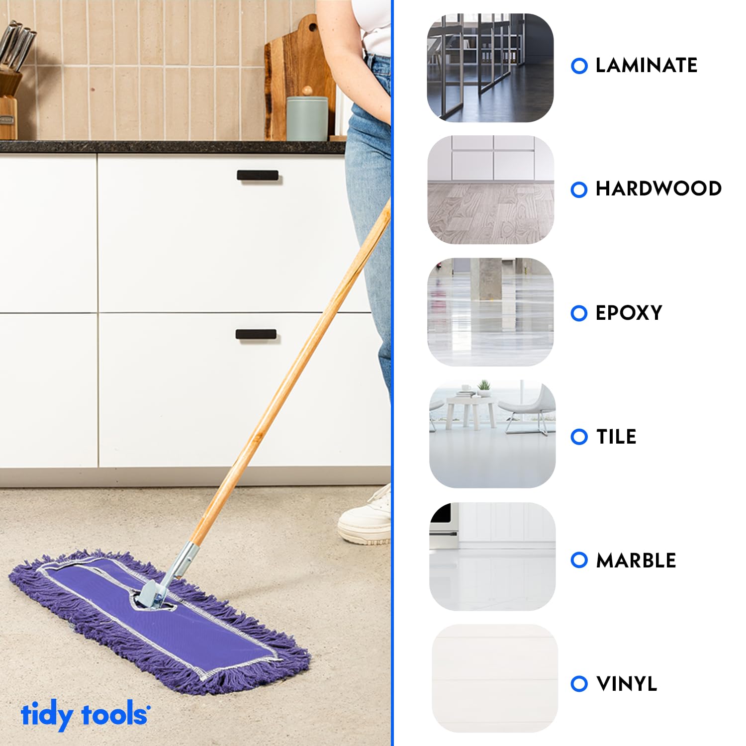 24 Inch Purple Dust Mop with Wood Handle and 24 Inch Dust Mop Refill Bundle - 1 Mop Sets and 4 Refills