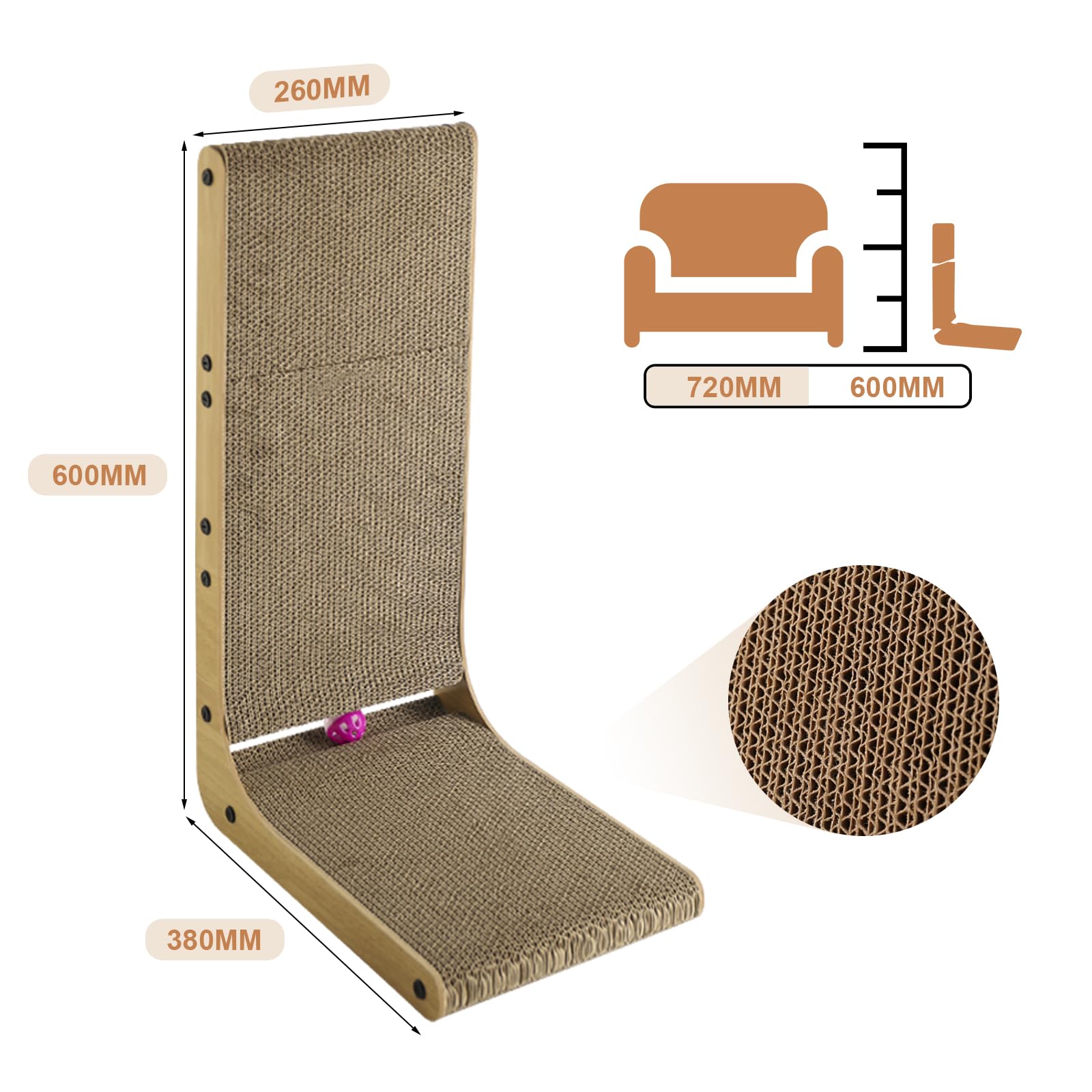 Familypoint Cat Scratcher, Cat Scratching Post with Ball Cat Toy, Large Cat Scratcher for Indoor Cats with Catnip,Cat Scratching Board Cardboard Cat Scratcher with Double-Sided Usability