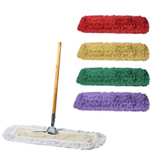 24 inch white dust mop with wood handle and 24 inch dust mop refill bundle - 1 mop sets and 4 refills