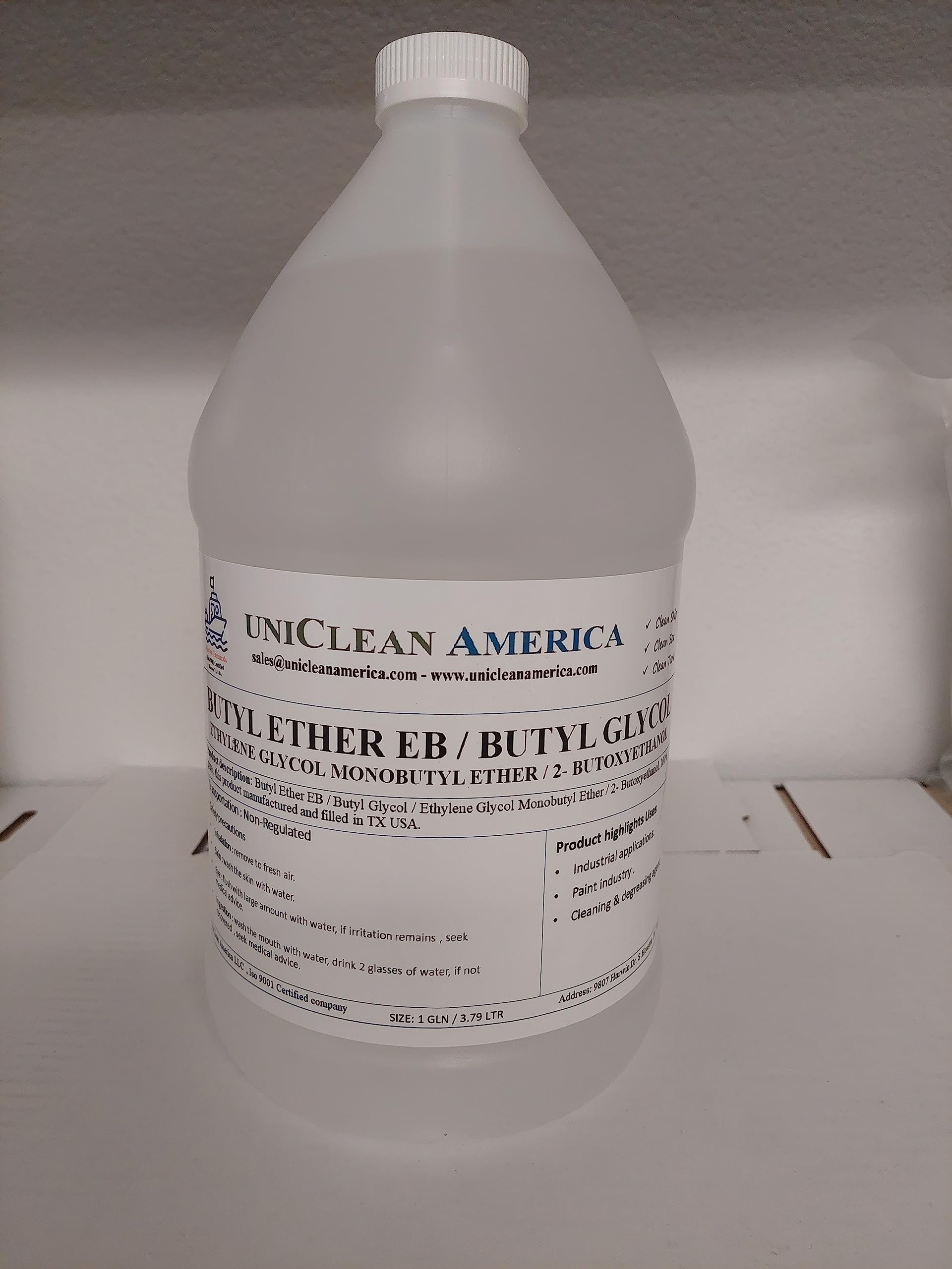 UniClean America Butyl Ether EB - Glycol Ether EB - Butyl Glycol / 2- butoxyethanol/Ethylene Glycol Mono Butyl Ether 99.9% - Made in USA - Size: 64 fl oz