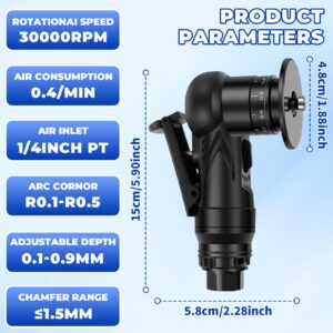 Mini Pneumatic Chamfering Machine, Pneumatic Chamfering Tool Handheld, 45 Degree Air Chamfer Deburring Tool, Air Chamfer Tool, Air Beveling Tool for Metal Trimming Arc Corner Deburring