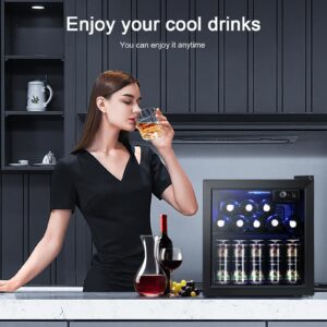 Antarctic Star 12 Bottle 48 Can Wine Cooler Beverage Refrigerator Mini Fridge Low Noise Clear Glass Door Counter Top Cellar for Beer Soda Bar 1.3 cu.ft Black