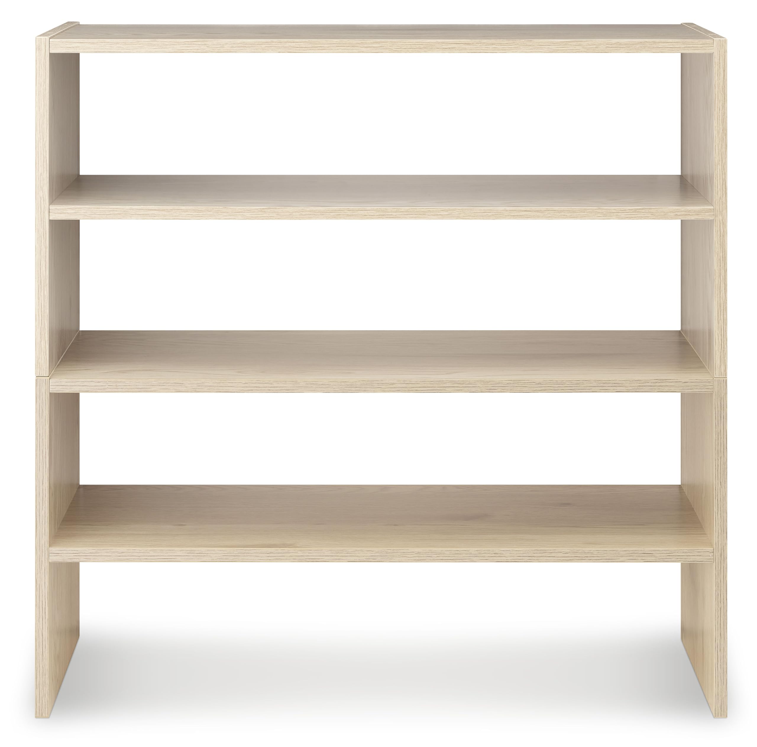 Whitmor Wood Stackable 2-Shelf Shoe Rack, White Oak, 24 inches