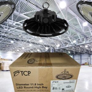 TCP Economy LED UFO High Bay - 145 LPW, 0-10V Dimming, IP65 Rated, 50,000 Hours Lifespan, 4000K/5000K CCT, Energy Efficient Commercial Lighting for Warehouses, Retail, Gyms - 115W/160W/200W