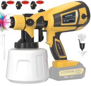 onefinsh cordless paint sprayer for dewalt 20v max battery, powerful and portable paint sprayer cordless for diy projects technology ideal cordless paint gun for house painting,(no battery)